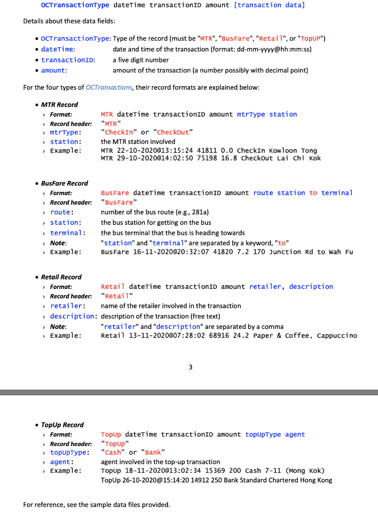 Octopus Card Transaction System (OctopusCard) (120 | Chegg.com