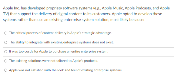 Solved Apple Inc. has developed propriety software systems | Chegg.com