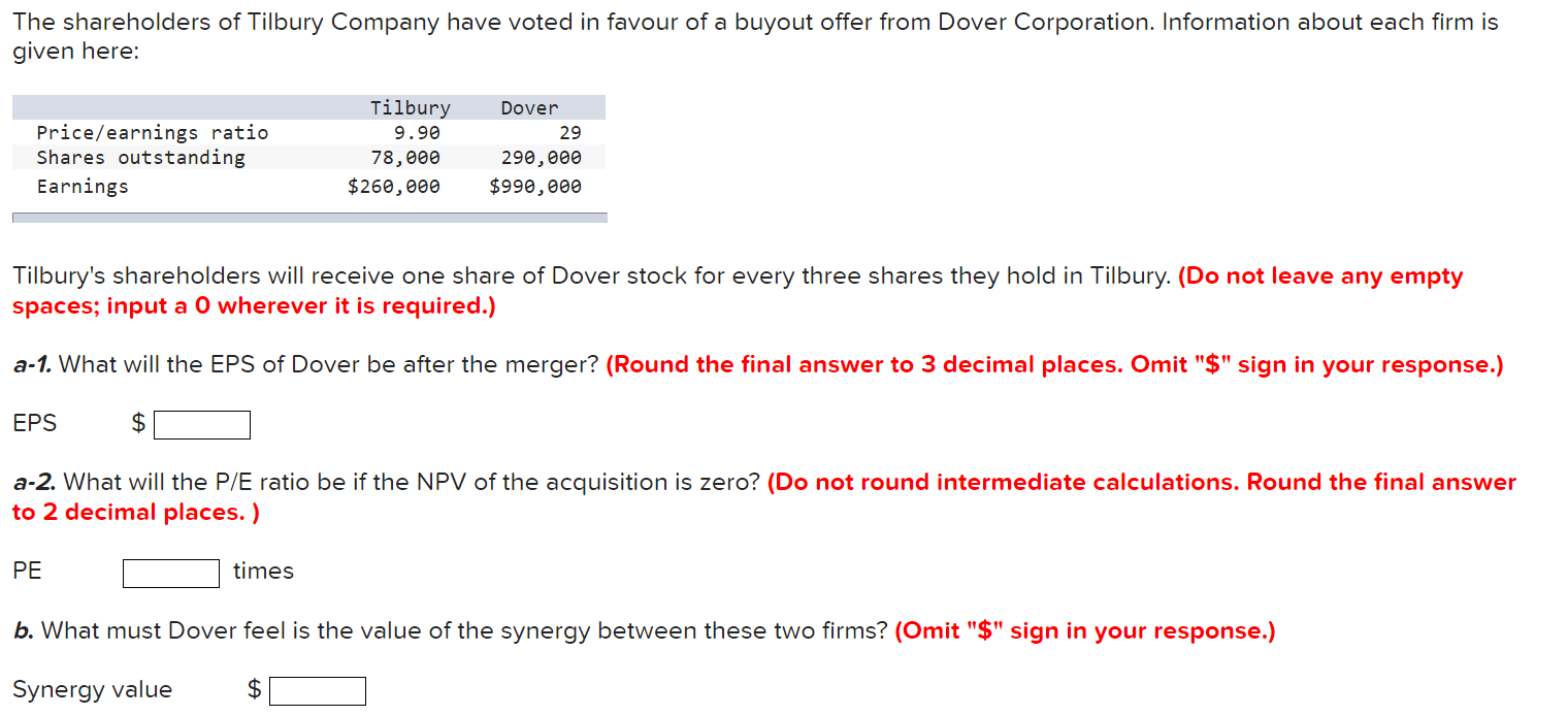 Solved The shareholders of Tilbury Company have voted in | Chegg.com