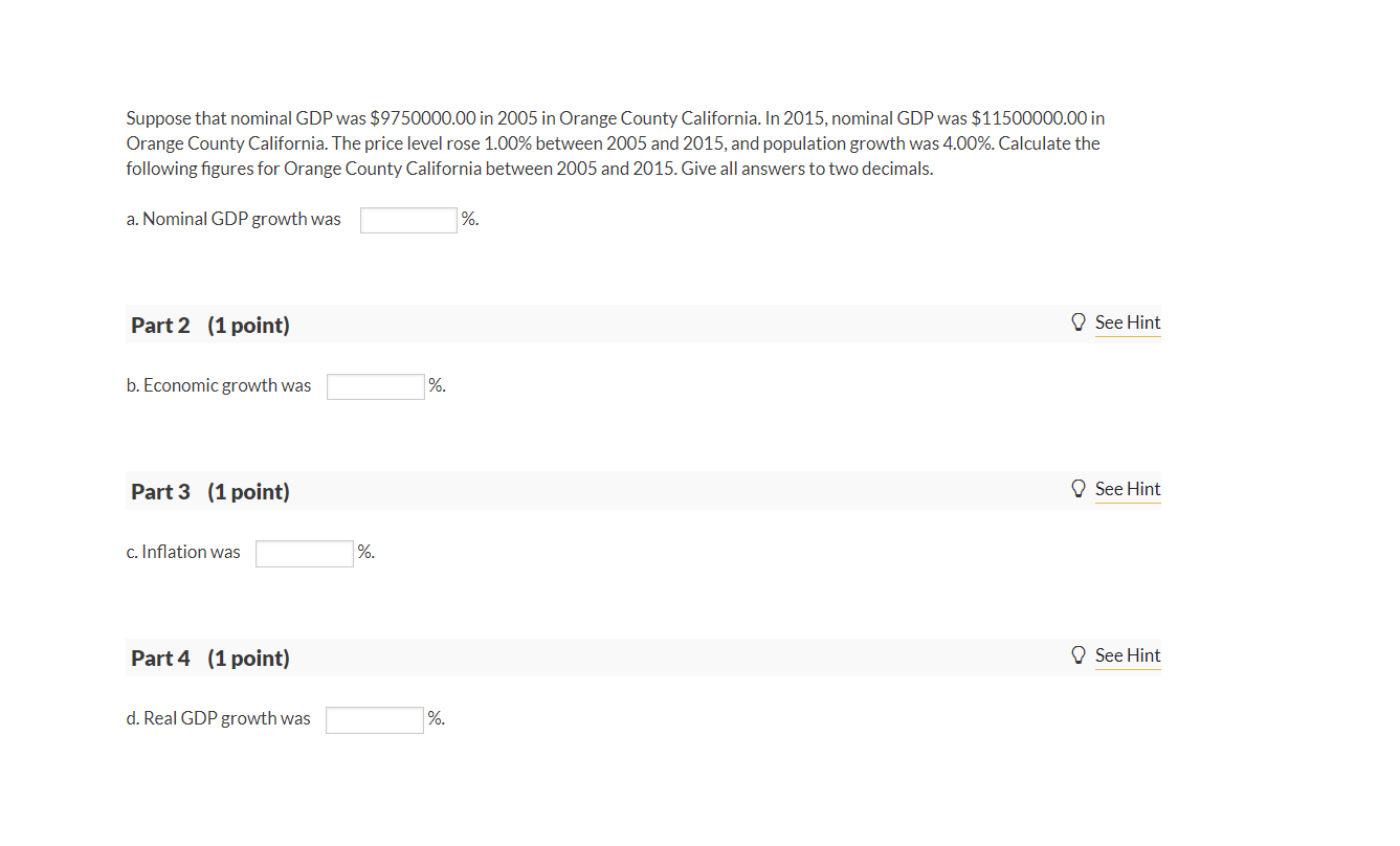 Solved Suppose that nominal GDP was $9750000.00 in 2005 in | Chegg.com
