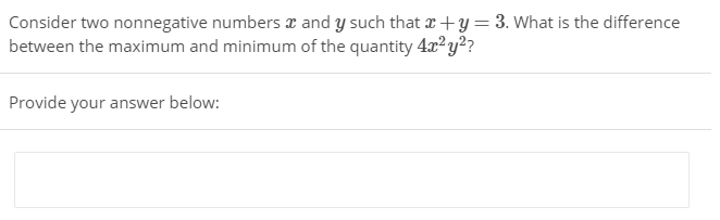 Solved Consider two nonnegative numbers z and y such that | Chegg.com