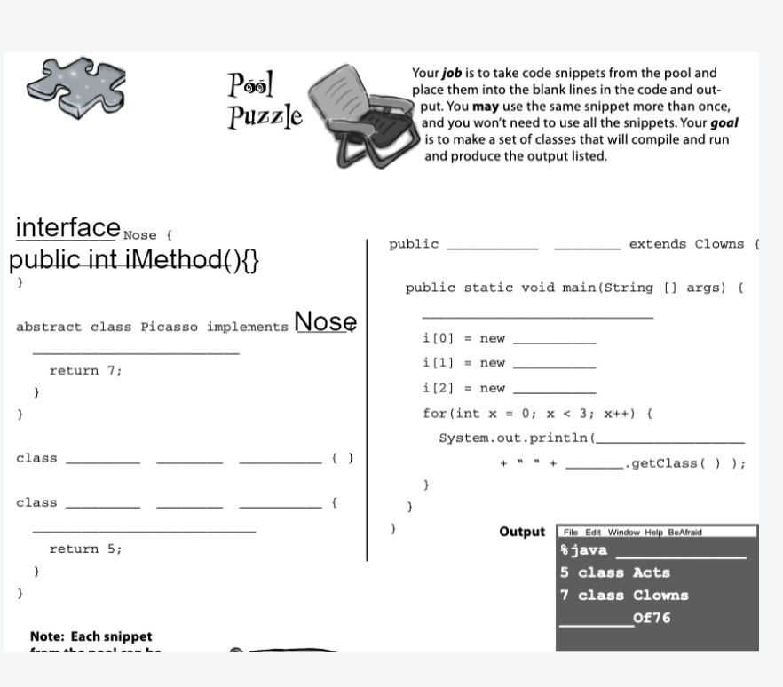 Solved Pool Puzzle Your job is to take code snippets from | Chegg.com
