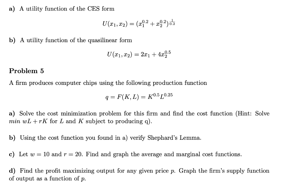 Solved A consumer has a utility function of the Cobb-Douglas | Chegg.com