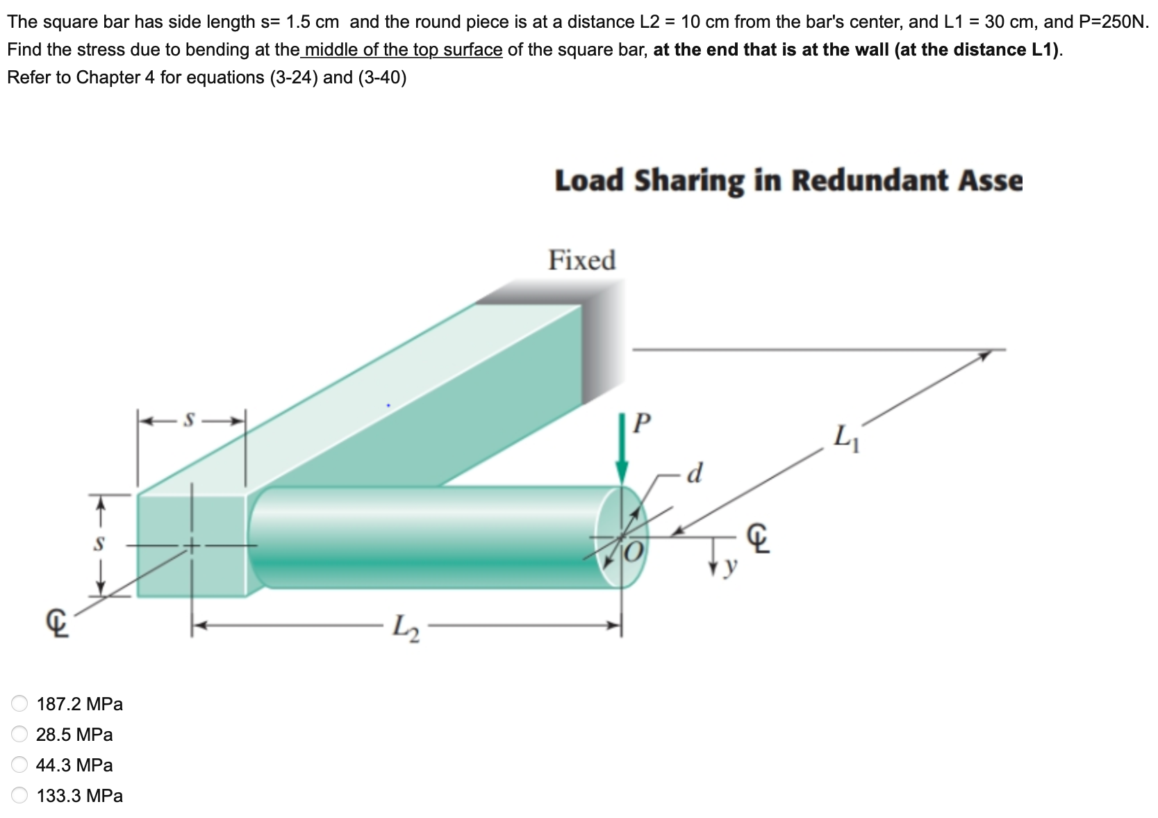 Solved The square bar has side length s=1.5cm ﻿and the round | Chegg.com