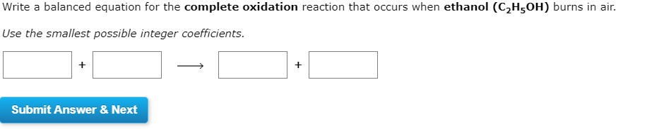 Solved Write a balanced equation for the complete oxidation | Chegg.com