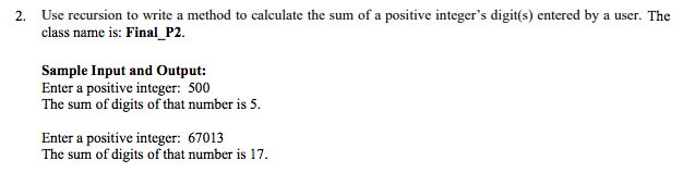 Solved Use recursion to write a method to calculate the sum | Chegg.com