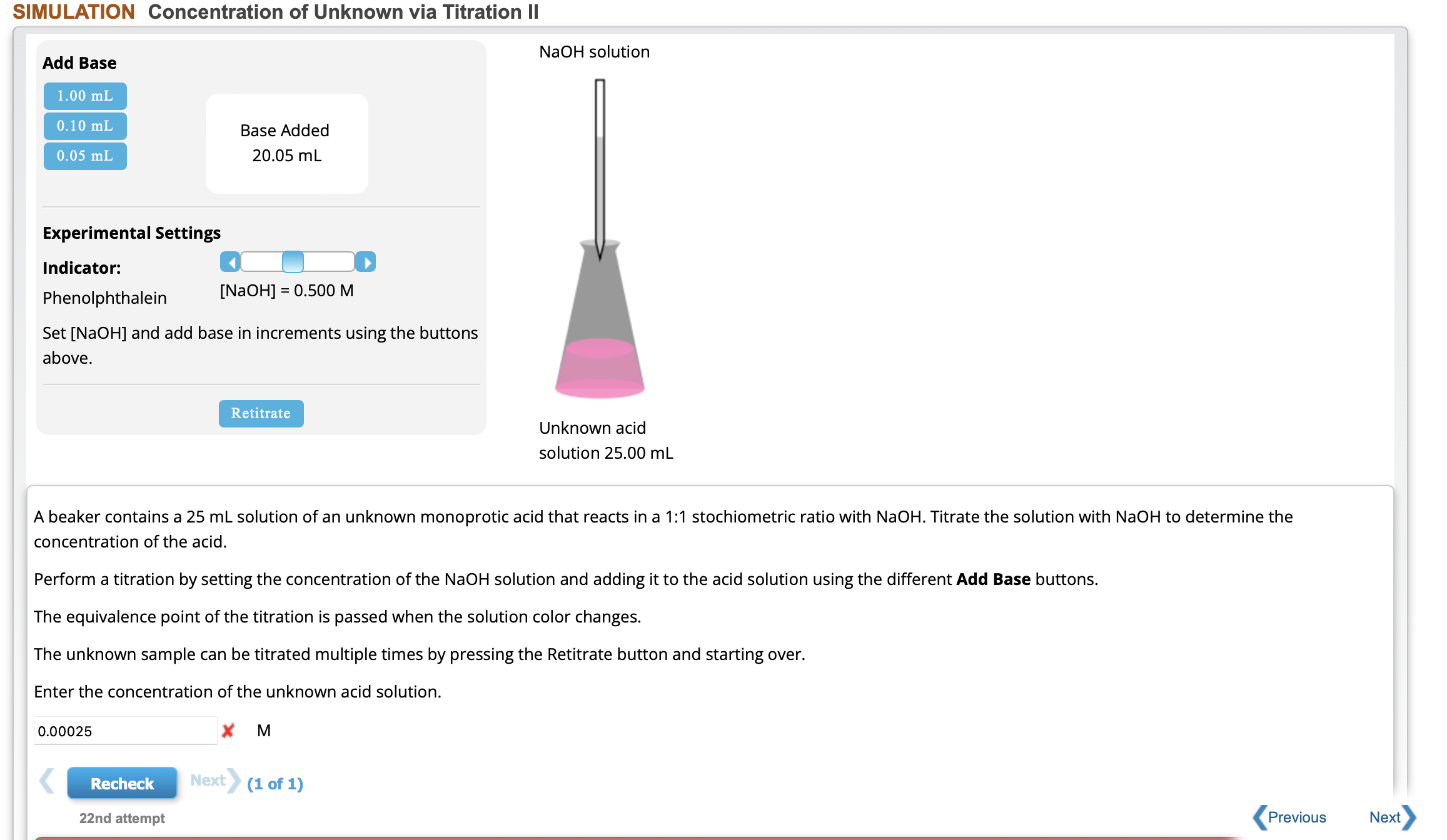Solved SIMULATION Concentration of Unknown via Titration II | Chegg.com