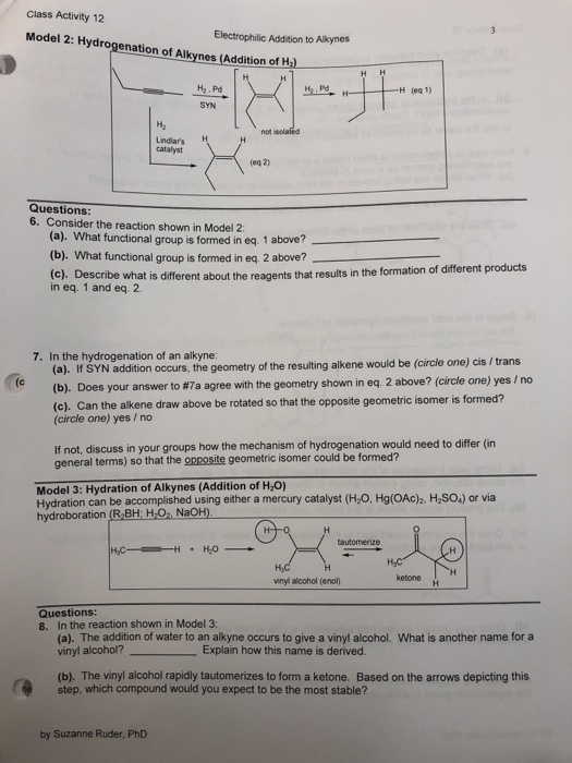 Solved Electrophilic Addition to Alkynes Class Activity 12 | Chegg.com