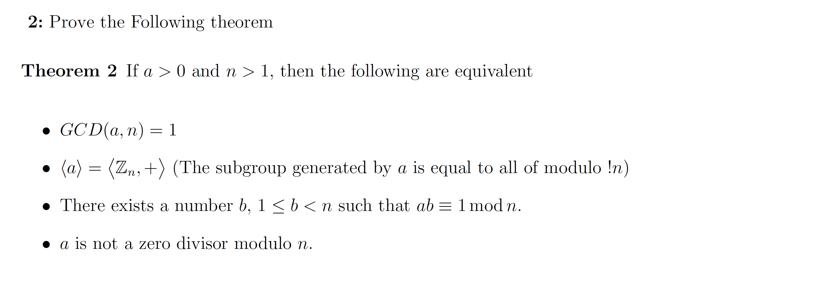 Solved 2: Prove the following theorem Theorem 2 If a > 0 and | Chegg.com