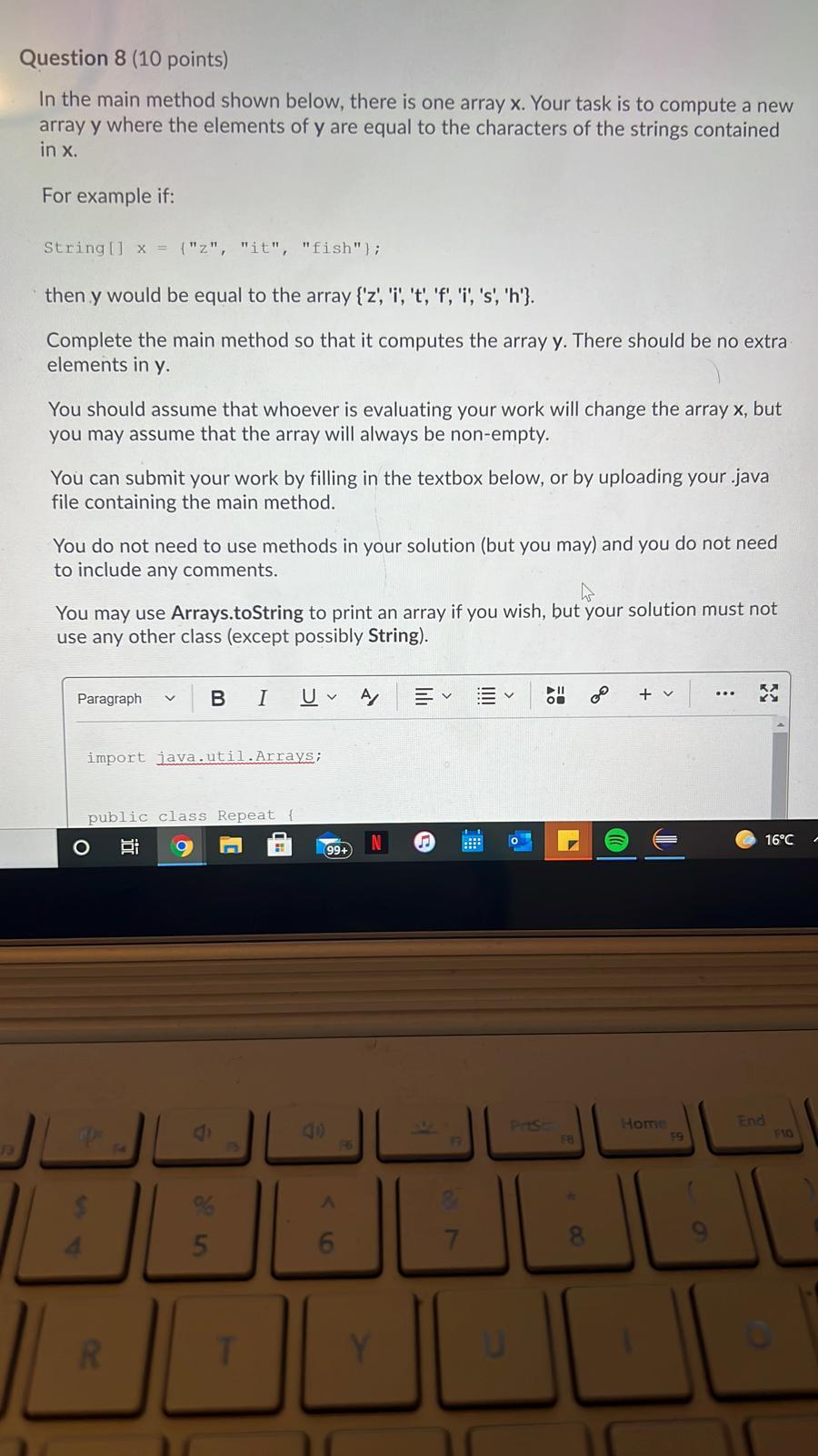 Solved Question 8 (10 points) In the main method shown | Chegg.com