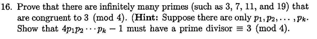 Solved 16. Prove that there are infinitely many primes (such | Chegg.com
