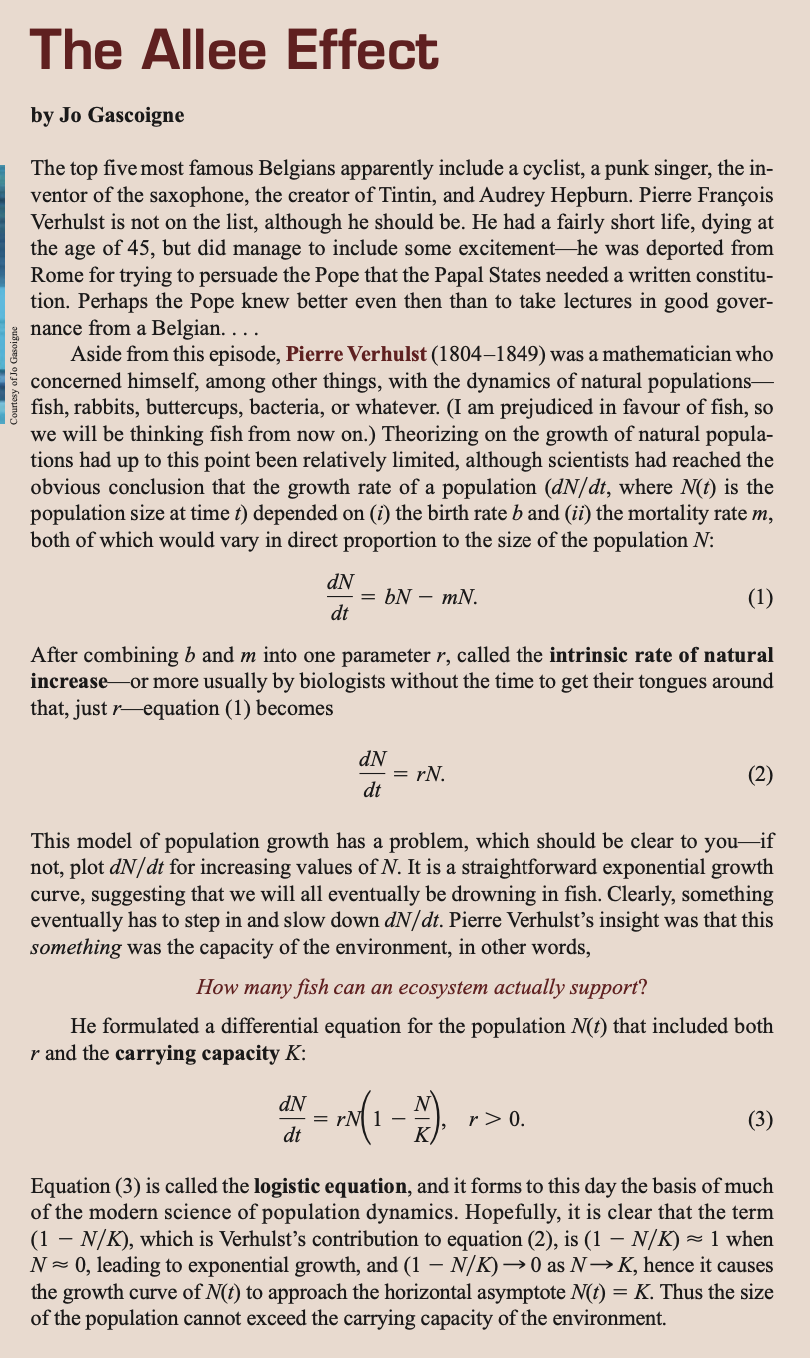 Solved The Allee Effect by Jo Gascoigne Courtesy of Jo | Chegg.com