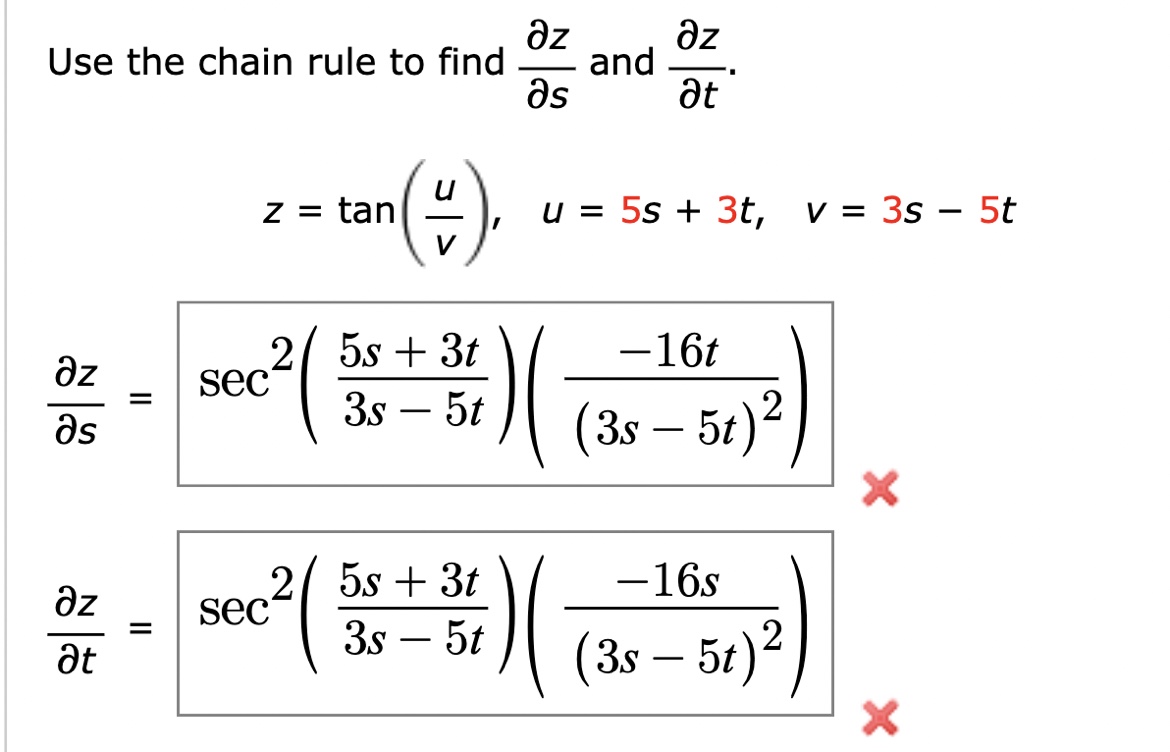 Solved Use the chain rule to find ∂s∂z and ∂t∂z | Chegg.com