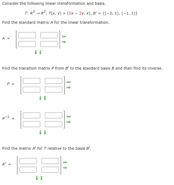 Solved Consider the following linear transformation and | Chegg.com