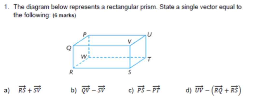 Solved 1. The diagram below represents a rectangular prism. | Chegg.com