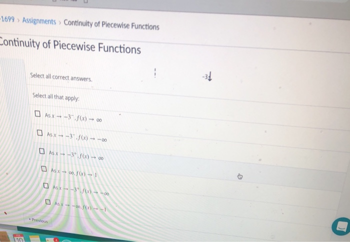Solved Continuity of Piecewise Functions 019 Question The | Chegg.com