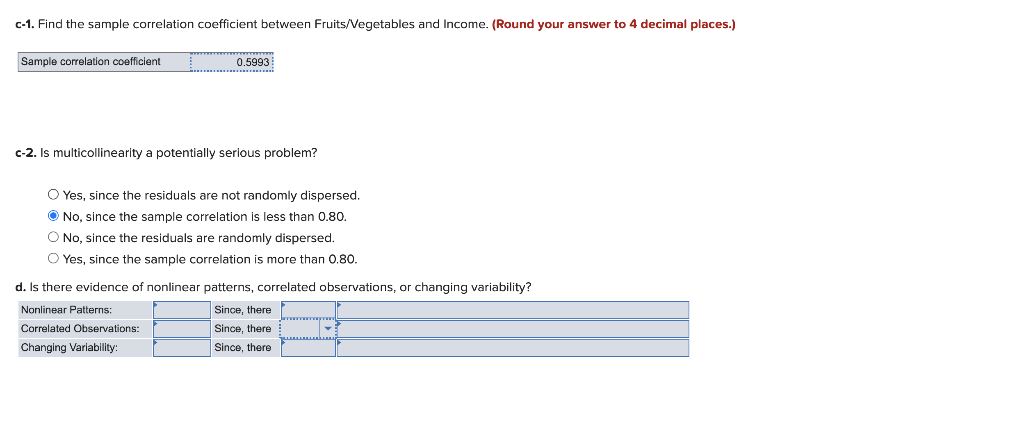 Solved c-1. Find the sample correlation coefficient between | Chegg.com