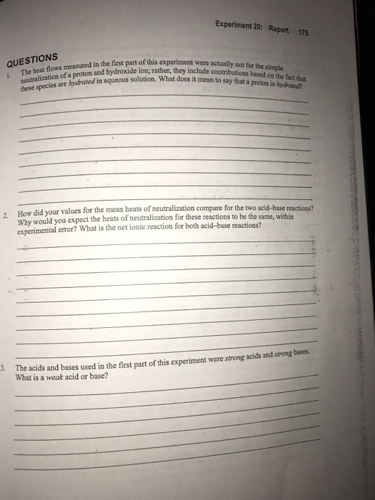 Solved Name Lab Instructor Date: EXPERIMENT 20 Calorimetry | Chegg.com