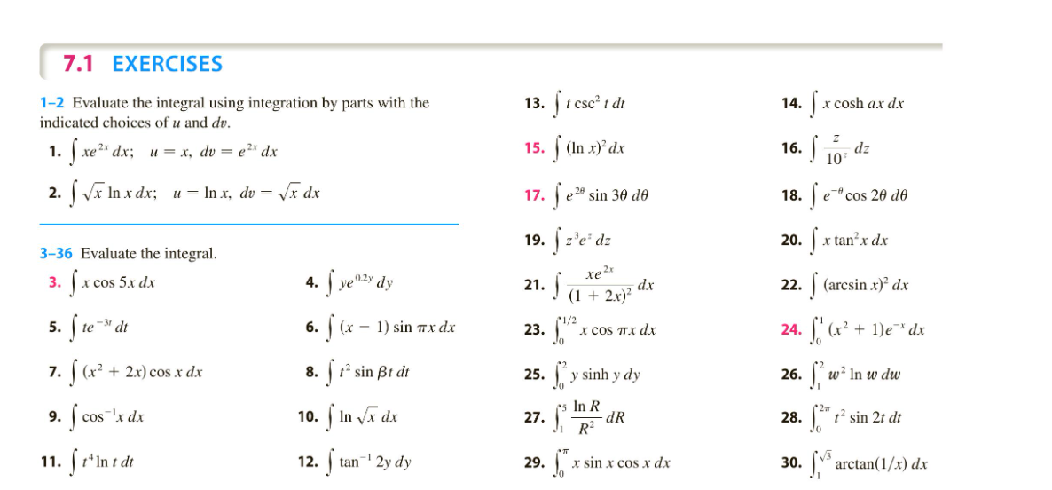 Solved 7.1 EXERCISES 1-2 Evaluate the integral using | Chegg.com