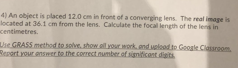 Solved 4) An object is placed 12.0 cm in front of a | Chegg.com