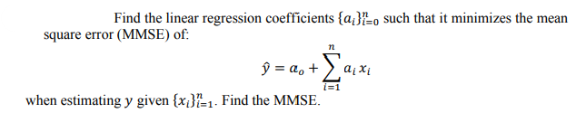 Find the linear regression coefficients {ai}i=0n such | Chegg.com