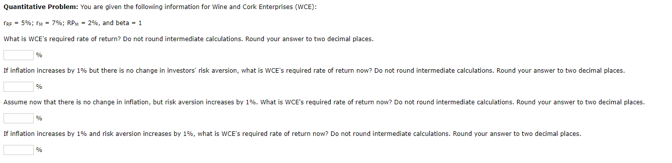 Solved Quantitative Problem: You are given the following | Chegg.com