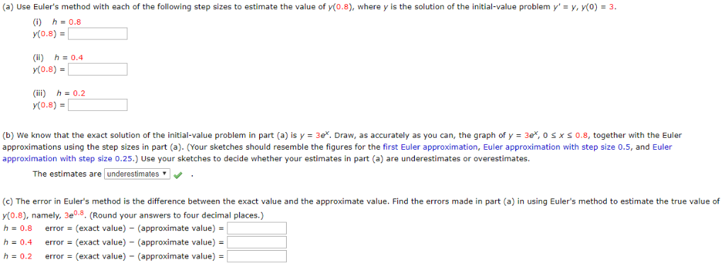 Solved (a) Use Euler's method with each of the following | Chegg.com