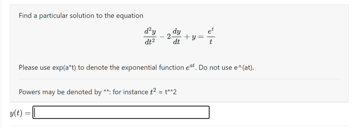 Solved Find a particular solution to the equation | Chegg.com