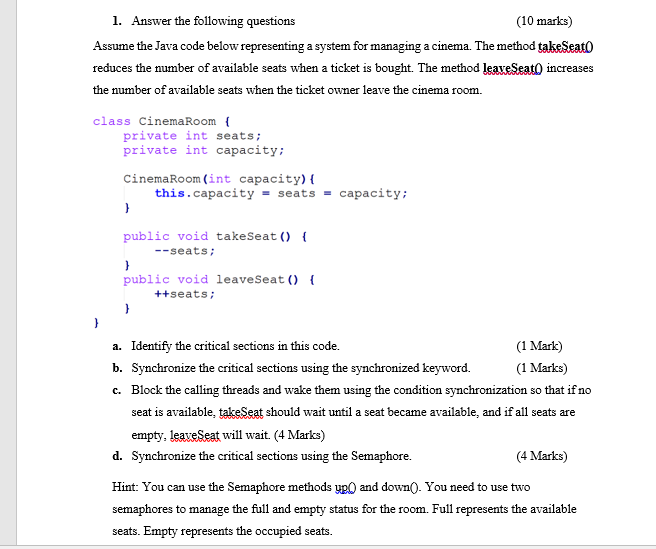 Solved 1. Answer the following questions (10 marks) Assume | Chegg.com