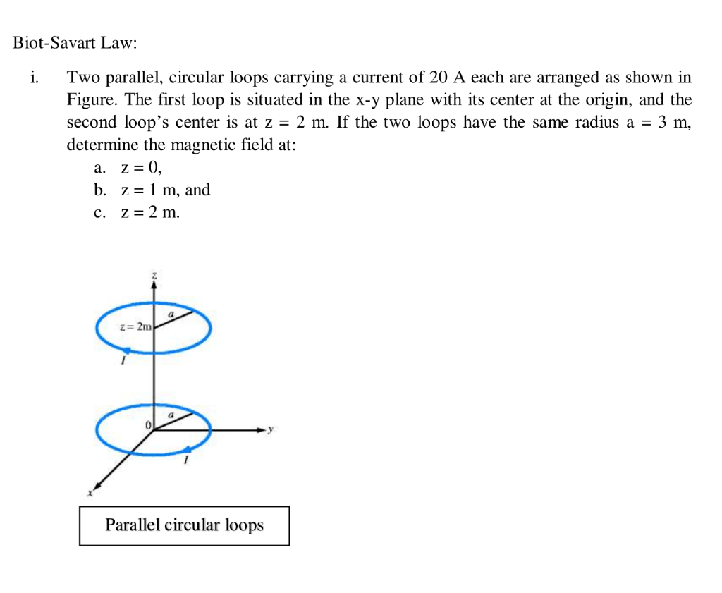 Solved Biot-Savart Law: i. Two parallel, circular loops | Chegg.com