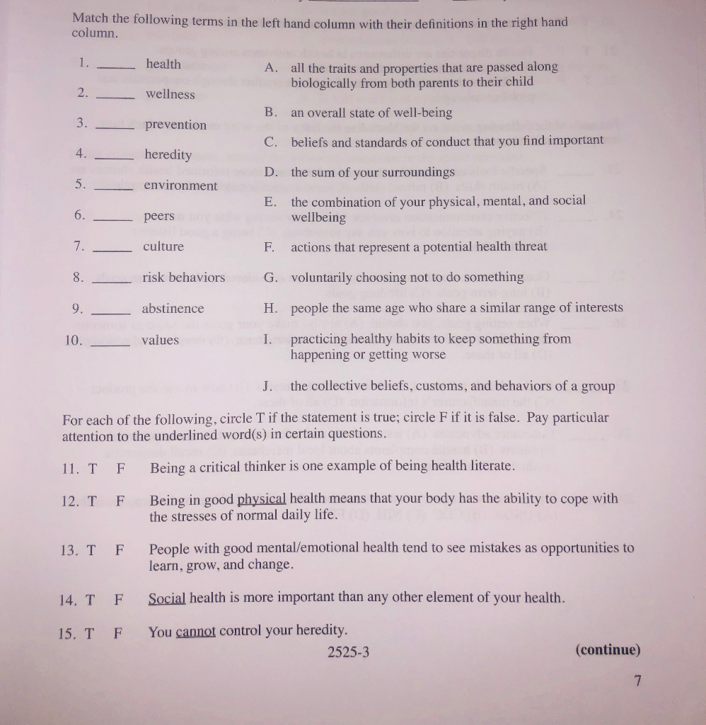 Solved Match the following terms in the left hand column | Chegg.com