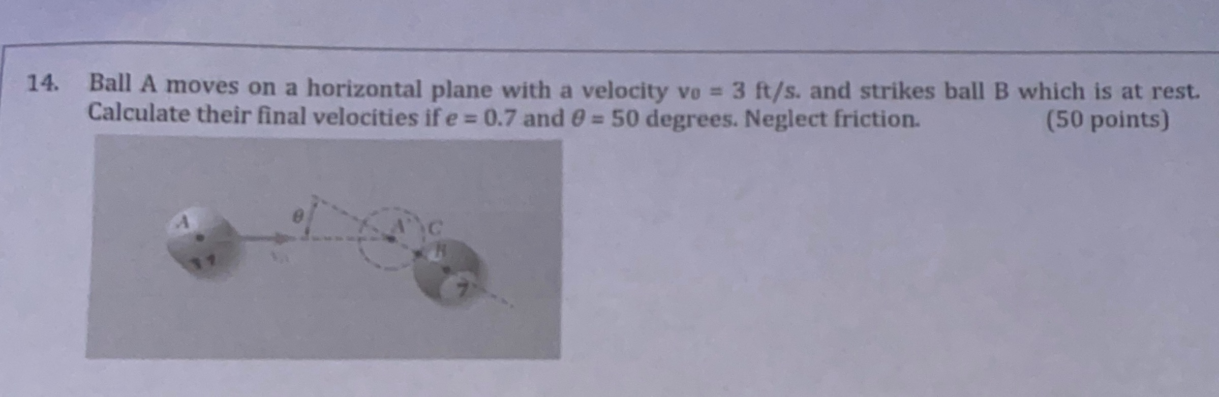 Solved 14. Ball A moves on a horizontal plane with a | Chegg.com