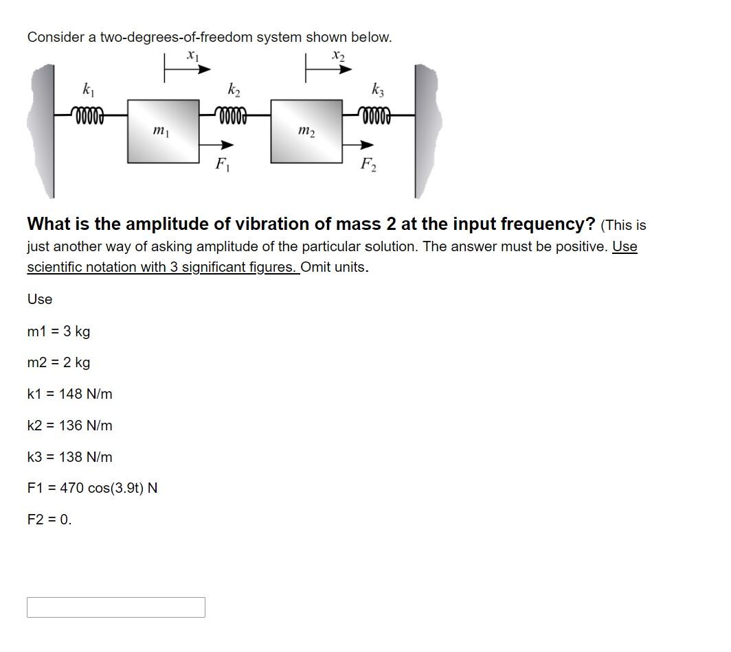 Solved Consider a two-degrees-of-freedom system shown below. | Chegg.com