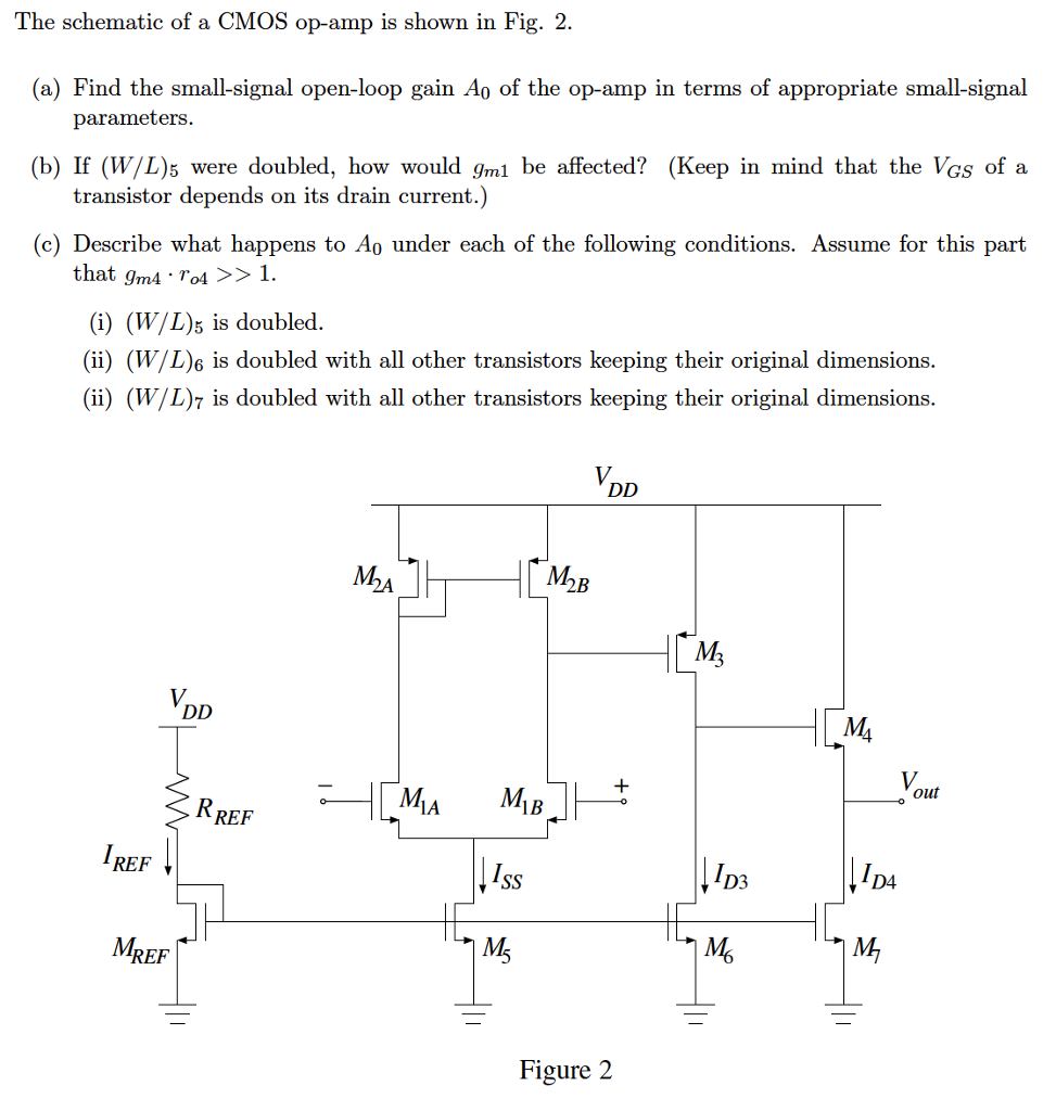 Solved The schematic of a CMOS op-amp is shown in Fig. 2. | Chegg.com