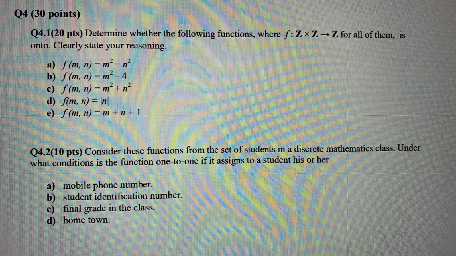 Solved Q4 (30 points) Q4.1(20 pts) Determine whether the | Chegg.com
