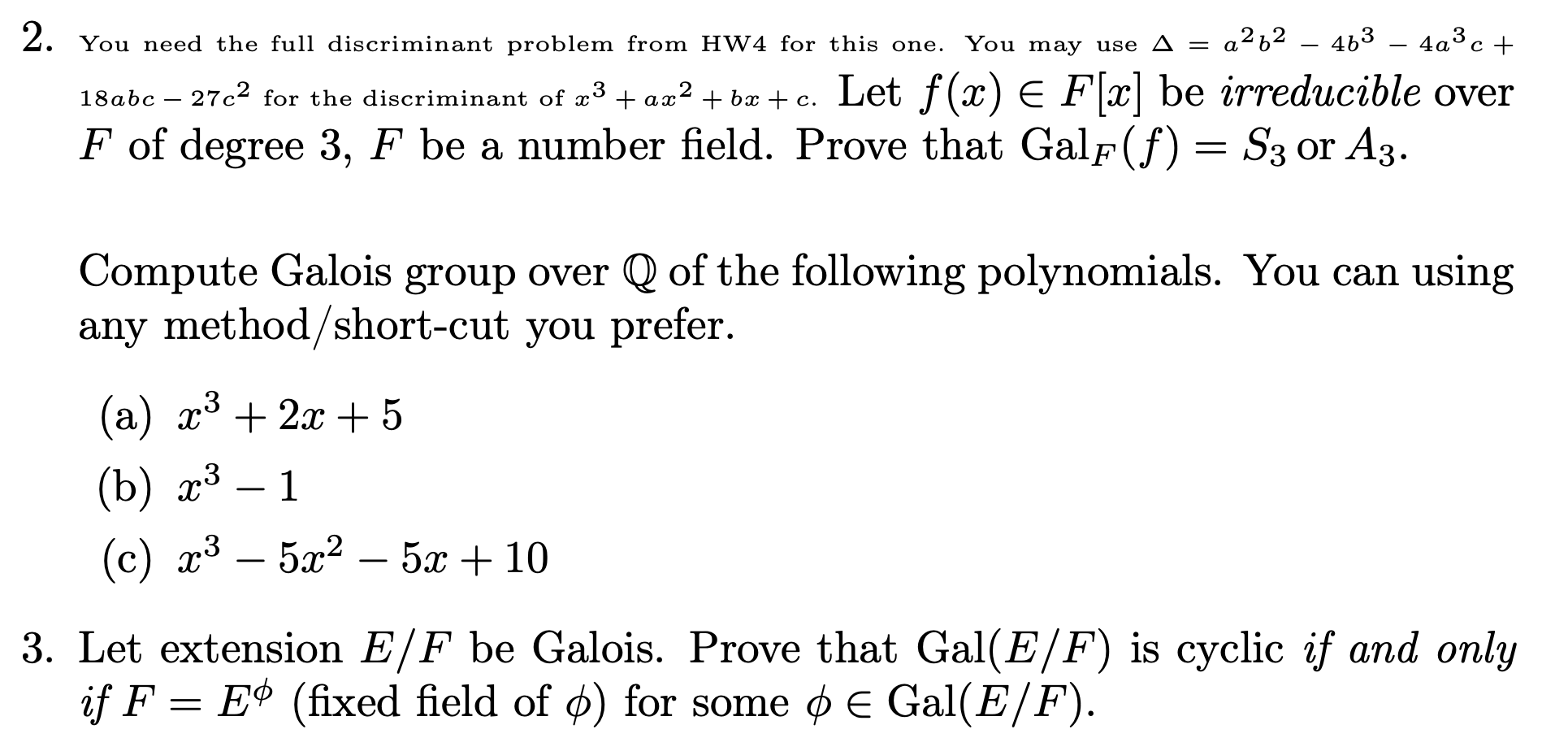 Solved 2. You need the full discriminant problem from HW4 | Chegg.com