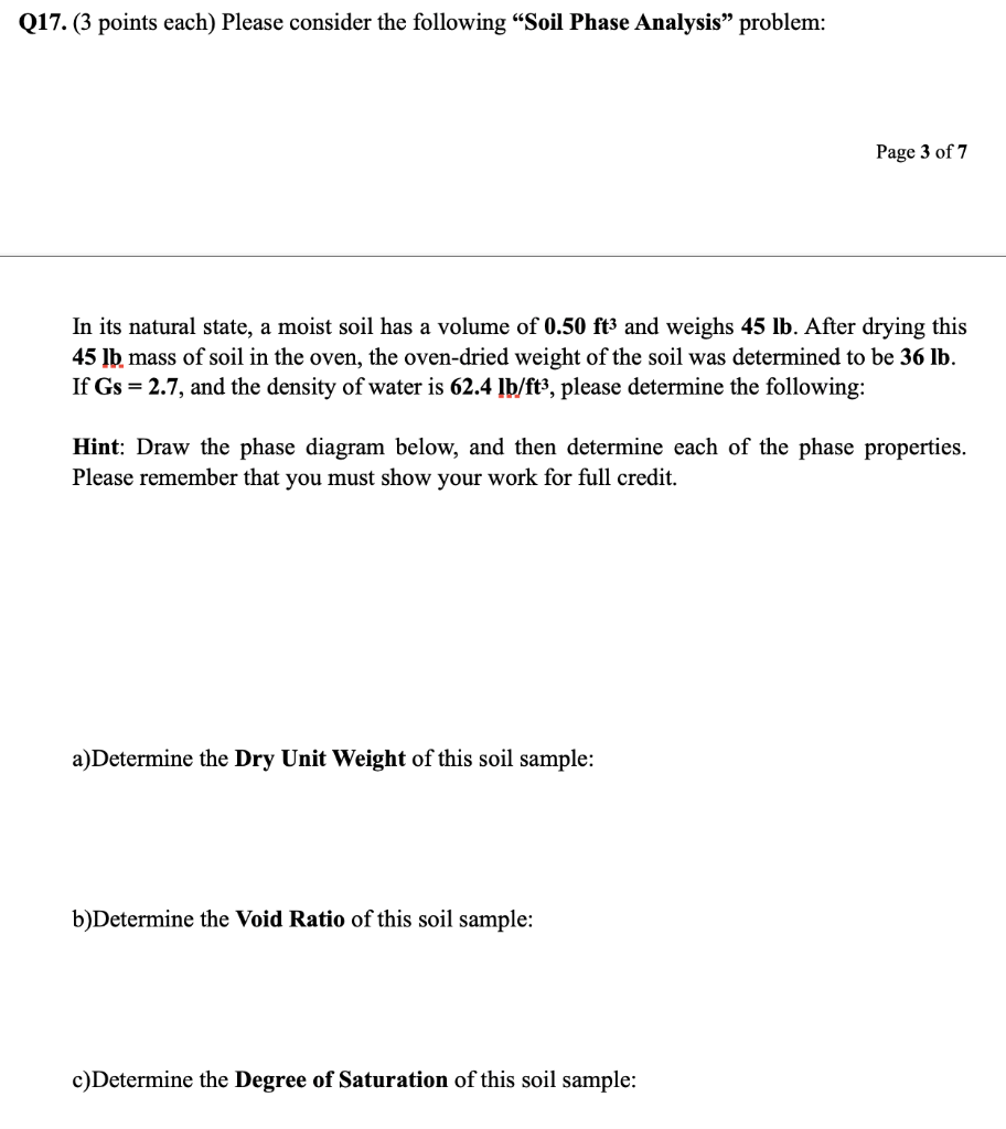Solved Q17.(3 points each) Please consider the following | Chegg.com