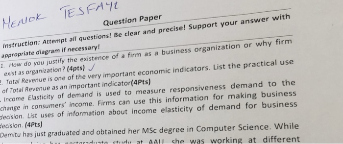 Solved Question Paper appropriate diagram if necessary! | Chegg.com