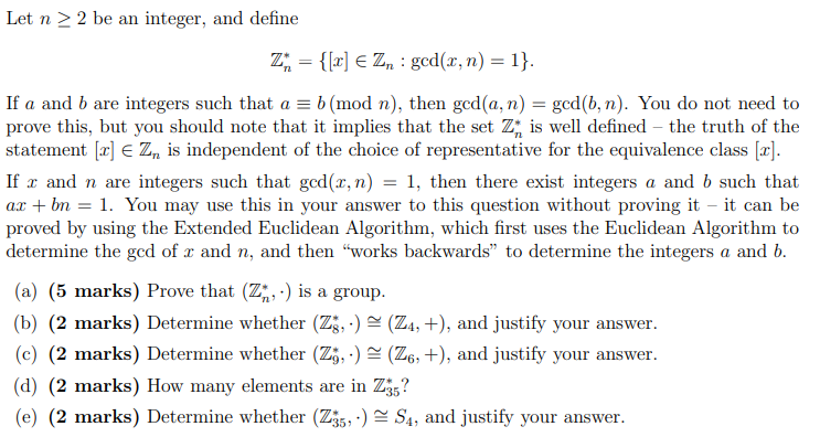 Let n≥2 be an integer, and define | Chegg.com