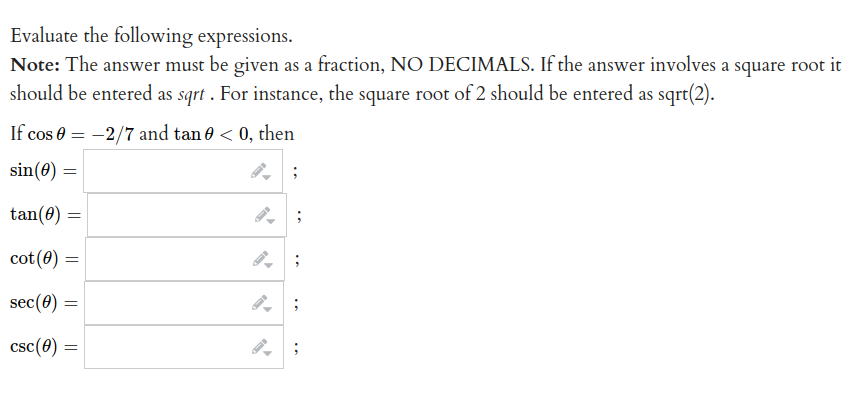 Solved Evaluate the following expressions. Note: The answer | Chegg.com