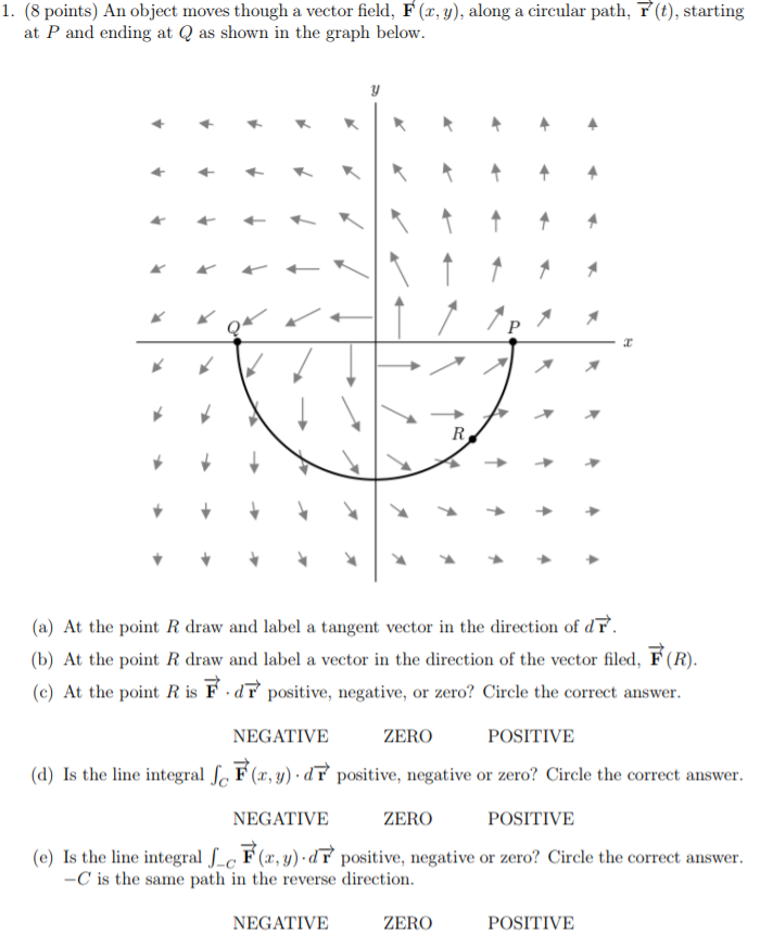 Solved (8 points) An object moves though a vector field. F | Chegg.com