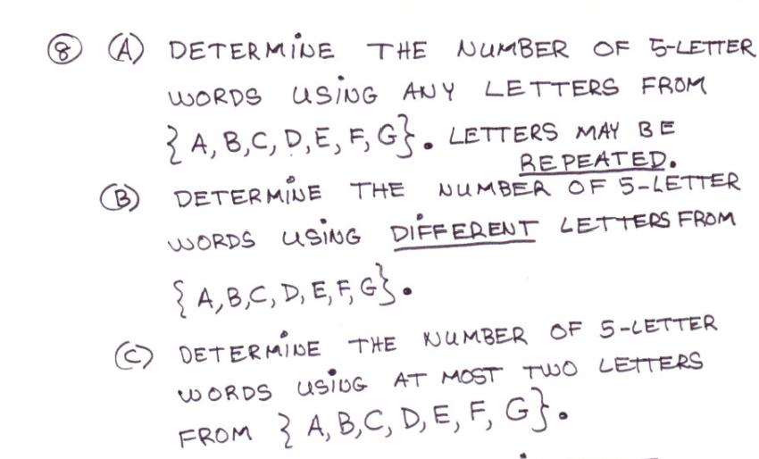 Solved ® () DETERMINE DETERMINE THE NUMBER OF 5-LETTER WORDS | Chegg.com