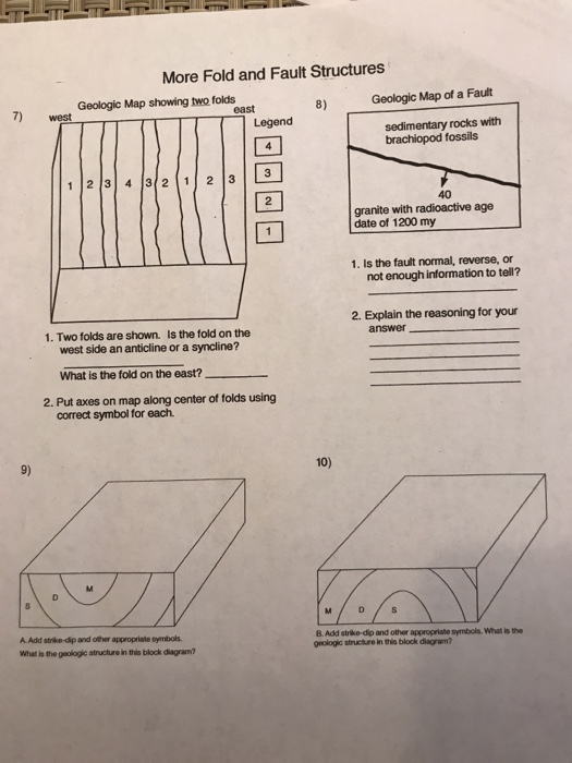 Solved More Fold and Fault Structures Geologic Map Showing | Chegg.com