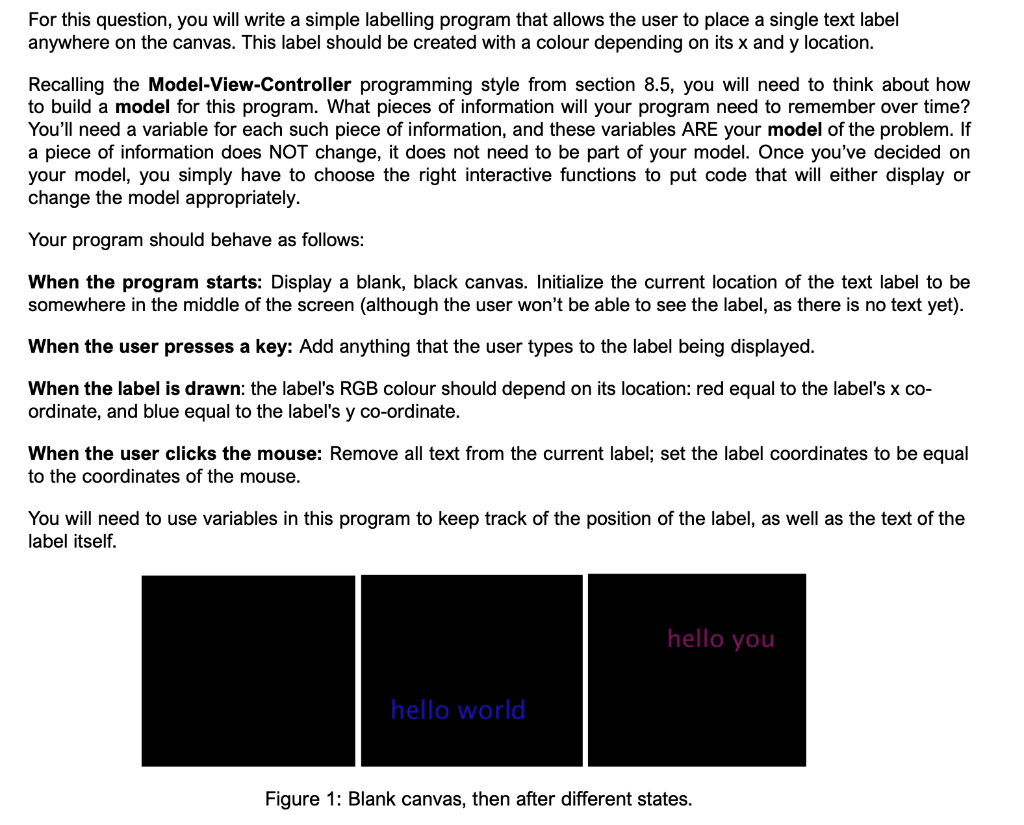 Solved For this question, you will write a simple labelling | Chegg.com