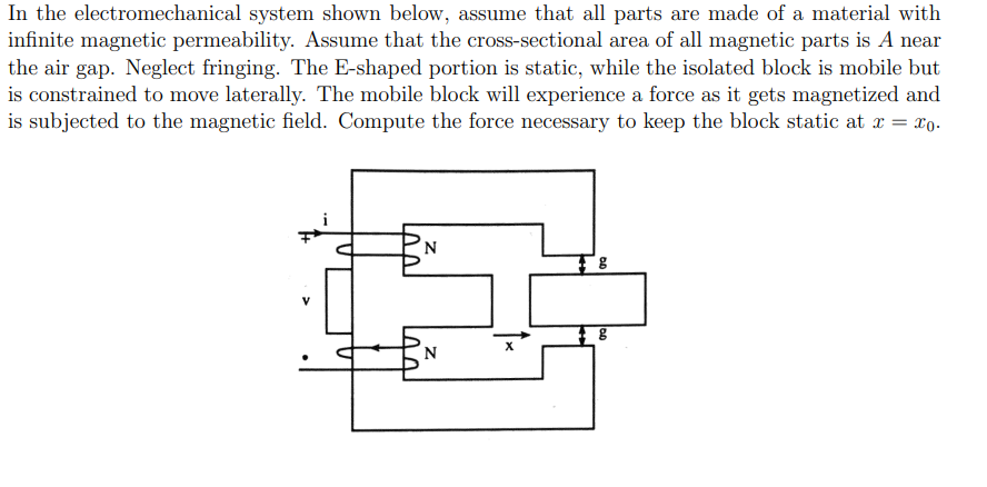 Solved In the electromechanical system shown below, assume | Chegg.com
