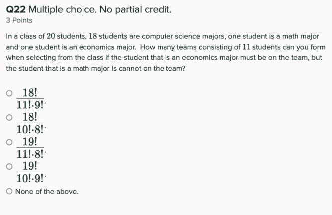 Solved Q22 Multiple choice. No partial credit. 3 points In a | Chegg.com