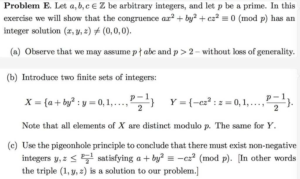 Solved Problem E. Let a,b,c E Z be arbitrary integers, and | Chegg.com