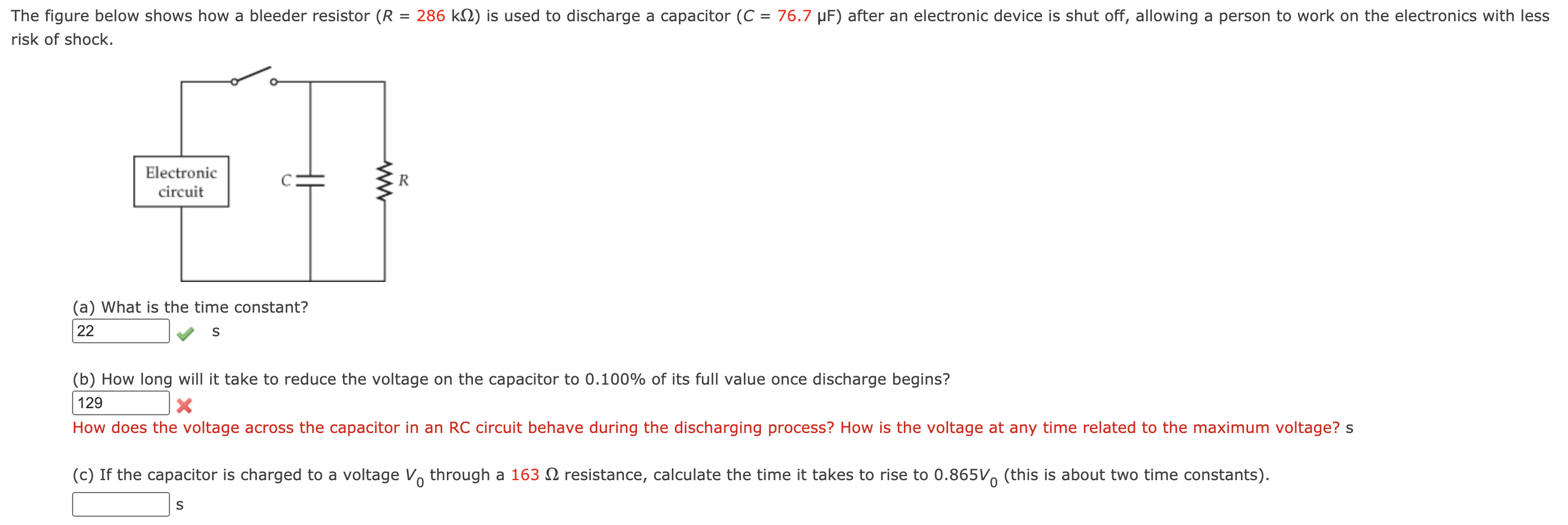 Solved The figure below shows how a bleeder resistor (R = | Chegg.com