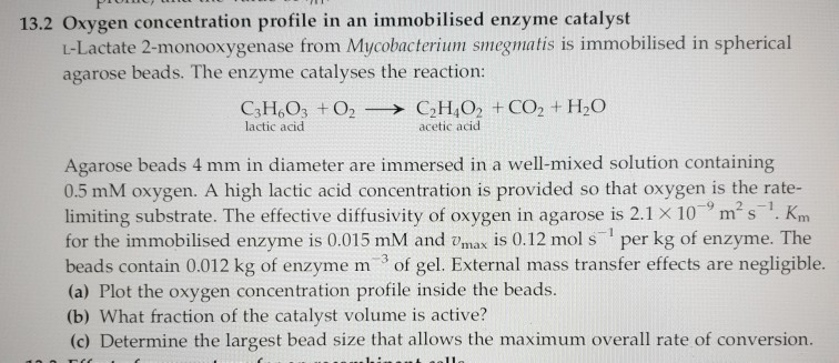 Solved 13.2 Oxygen concentration profile in an immobilised | Chegg.com