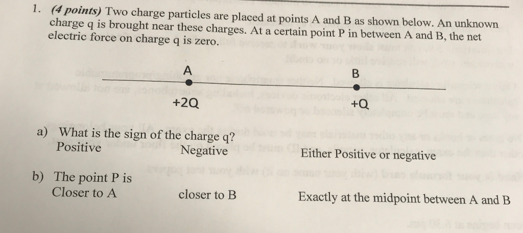 Solved 1. (4 points) Two charge particles are placed at | Chegg.com